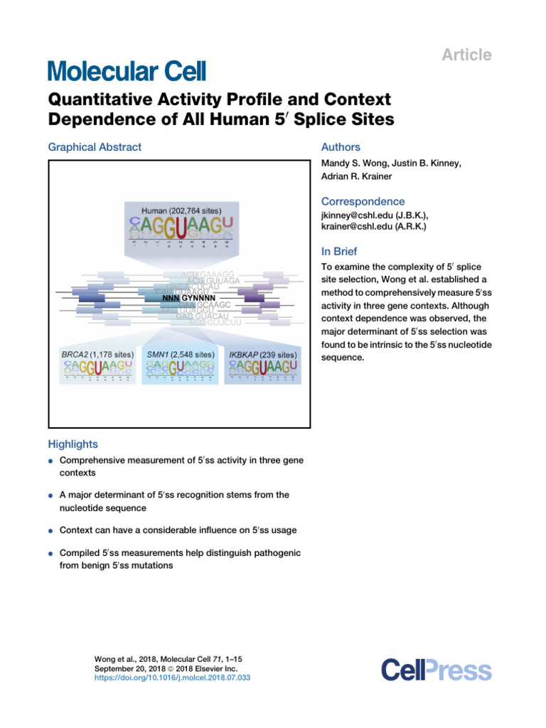 Quantitative Activity Profile and Context | PDF | Rna Splicing | Intron