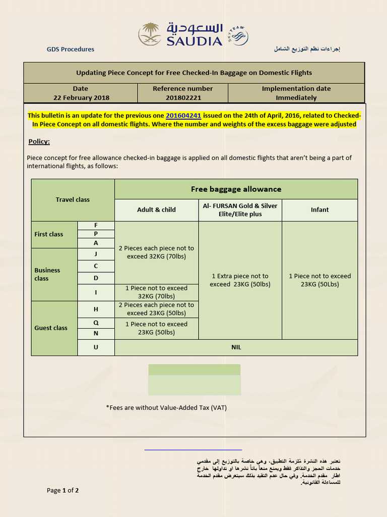 Updating Piece Concept For Free Checked in Bags On Dom Flights en | PDF ...
