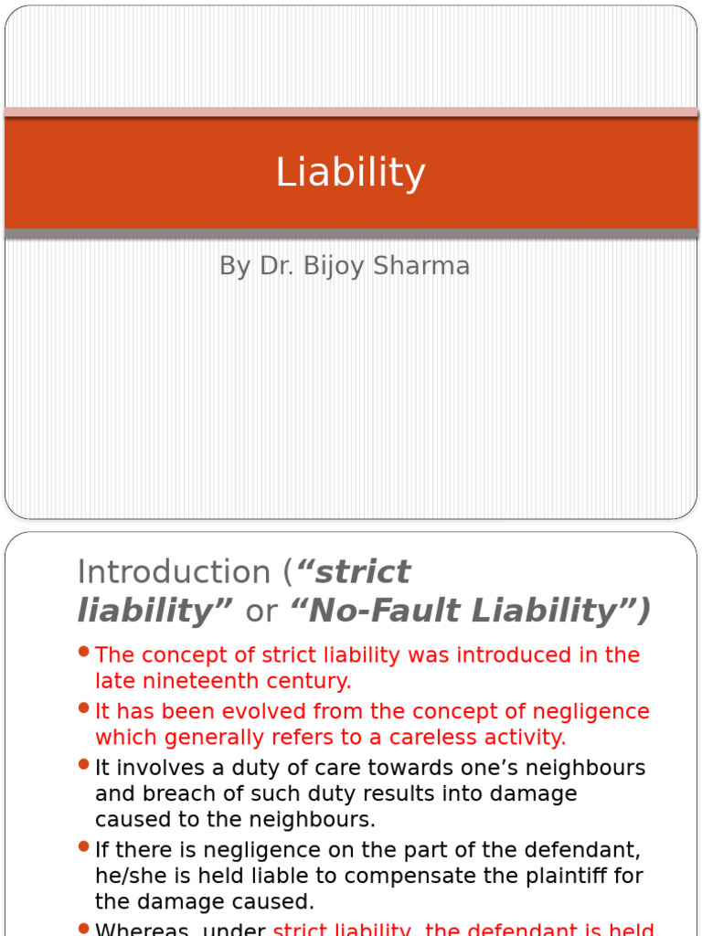 Liability (Strict & Absolute) | PDF | Legal Liability | Strict Liability