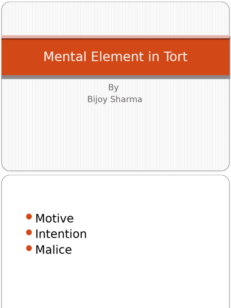 Mental Element in Tort | PDF | Tort | Assault