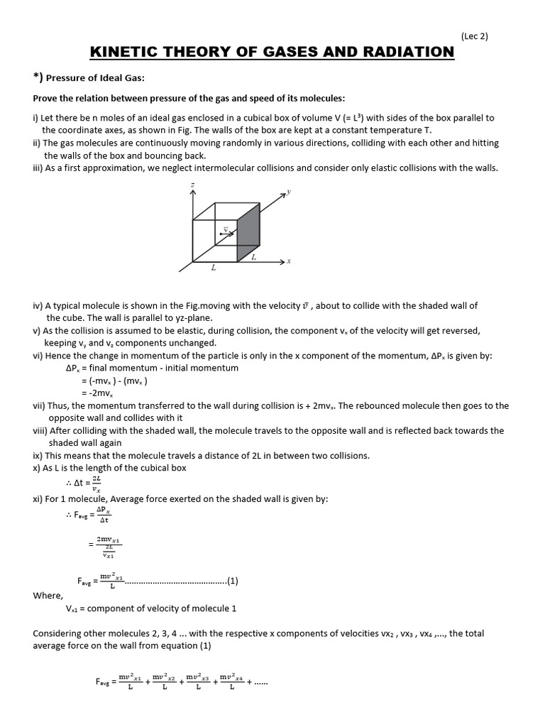 KINETIC THEORY OF GASES AND RADIATION (Lec 02) | PDF | Gases | Momentum
