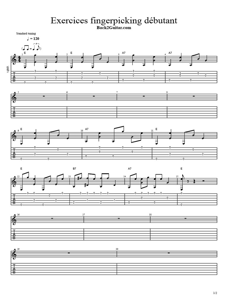 Exercices Fingerpicking Back2guitar | PDF