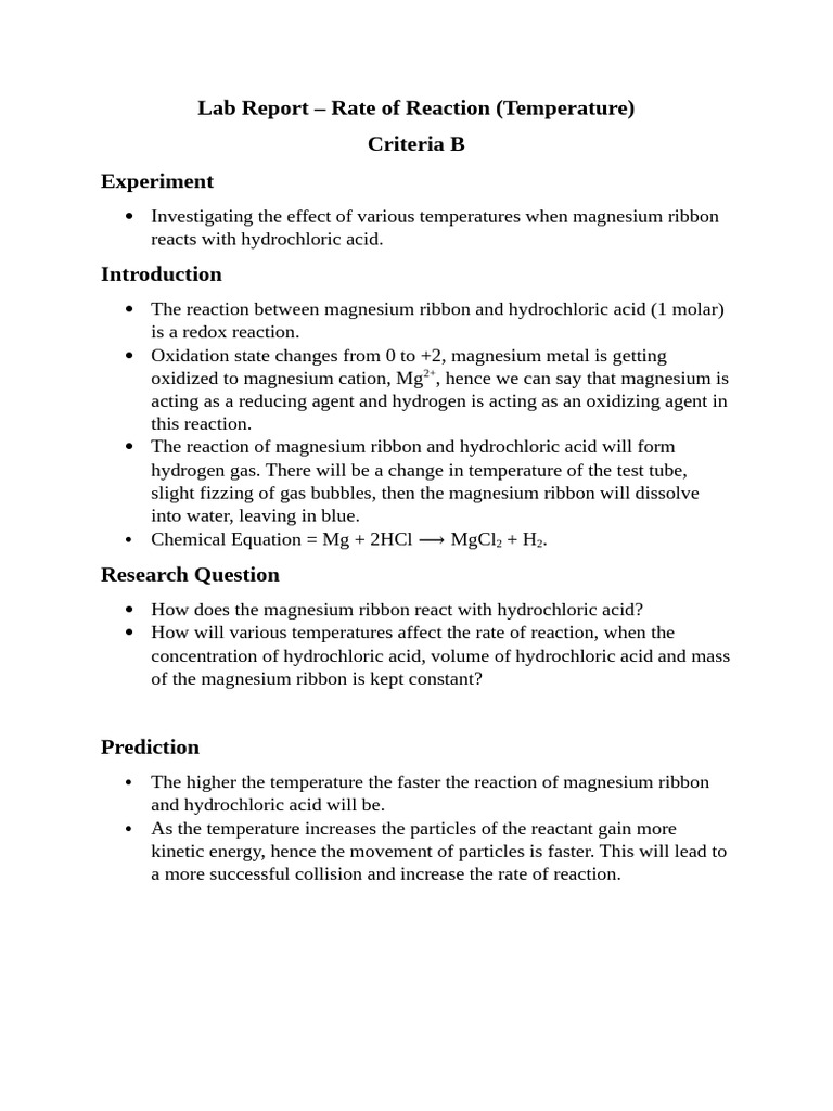 Effect of Temperature on Reaction Rate | PDF | Reaction Rate | Chemical ...