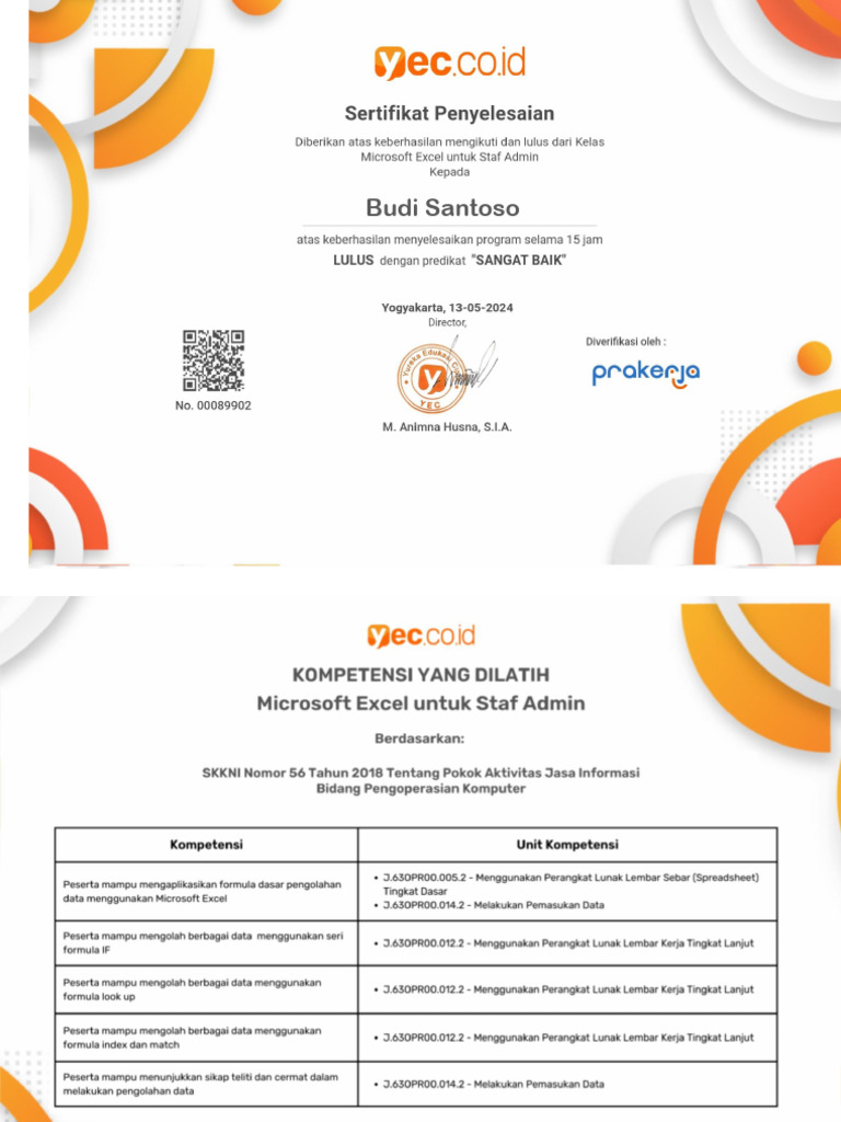 Sertifikat BUDI Yec - Co.id | PDF