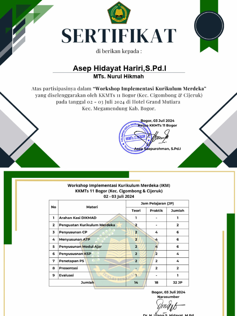 E Certificate Asep Hidayat Hariri, S.pd.i | PDF