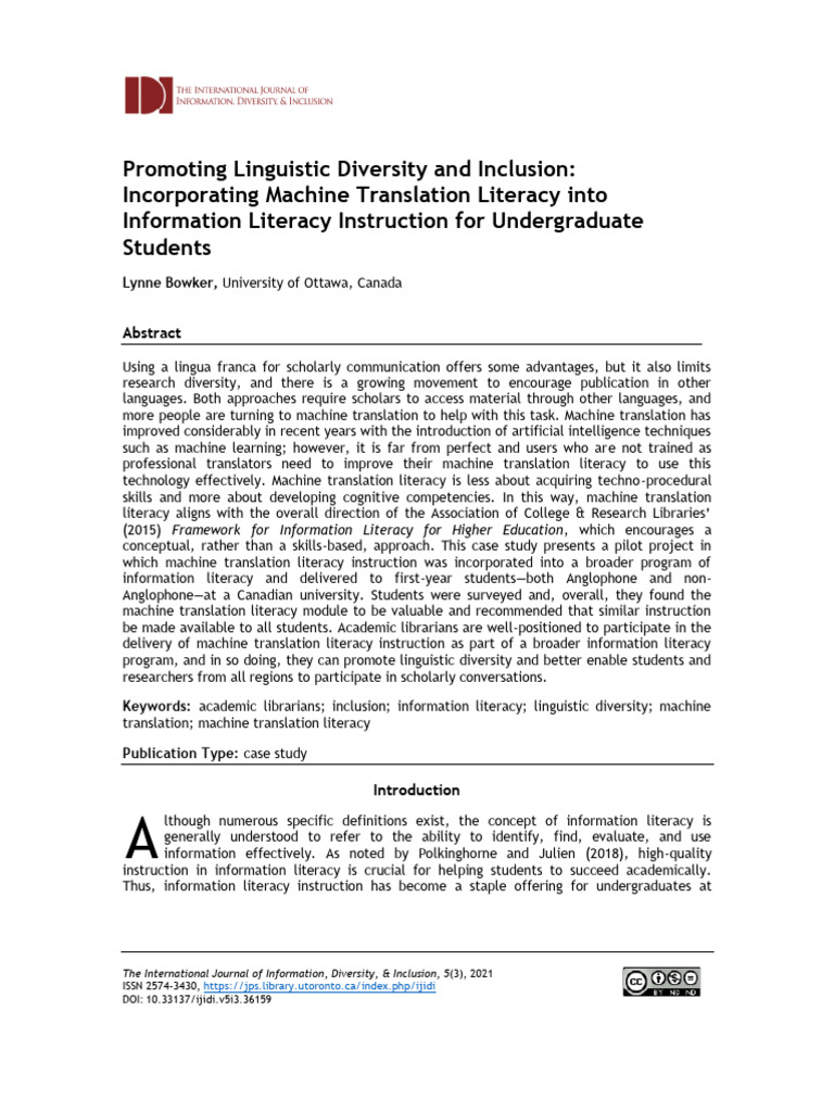 Promoting Linguistic Diversity and Inclusion Incor | PDF | Information ...