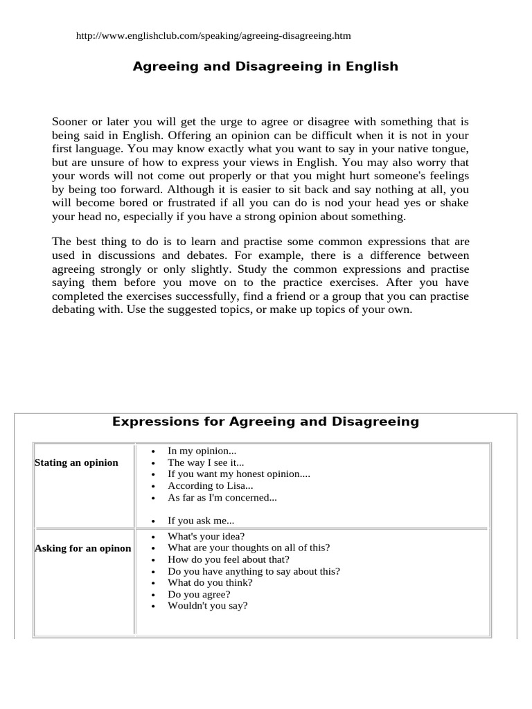 SL Debates_Agreeing and Disagreeing in English | PDF