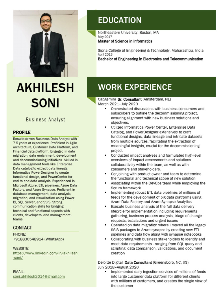 Resume - Akhilesh - Soni BA - IND | PDF | Data Warehouse | Microsoft Sql Server