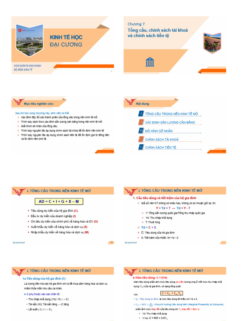 Chương 7.: Tổng cầu, chính sách tài khoá và chính sách tiền tệ | PDF