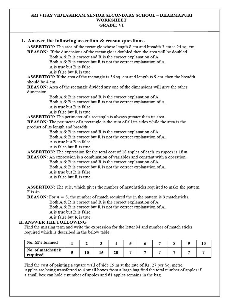 GRADE 6 Worksheet PH2 | PDF | Length | Area