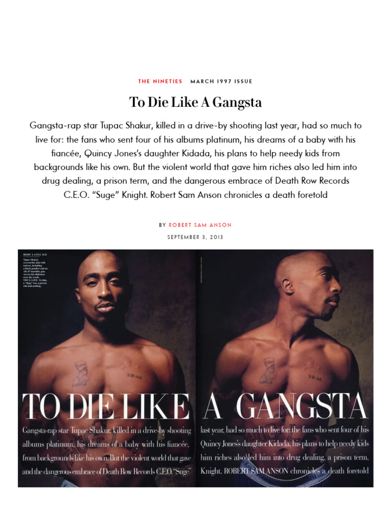 Tupac Shakur's Sudden Death and The Life He Left Behind - Vanity Fair | PDF