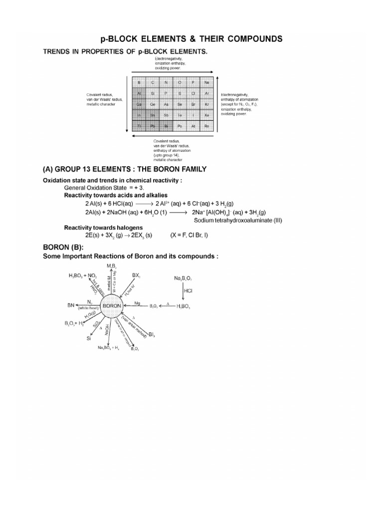 P Block Elements and Their Compunds | PDF