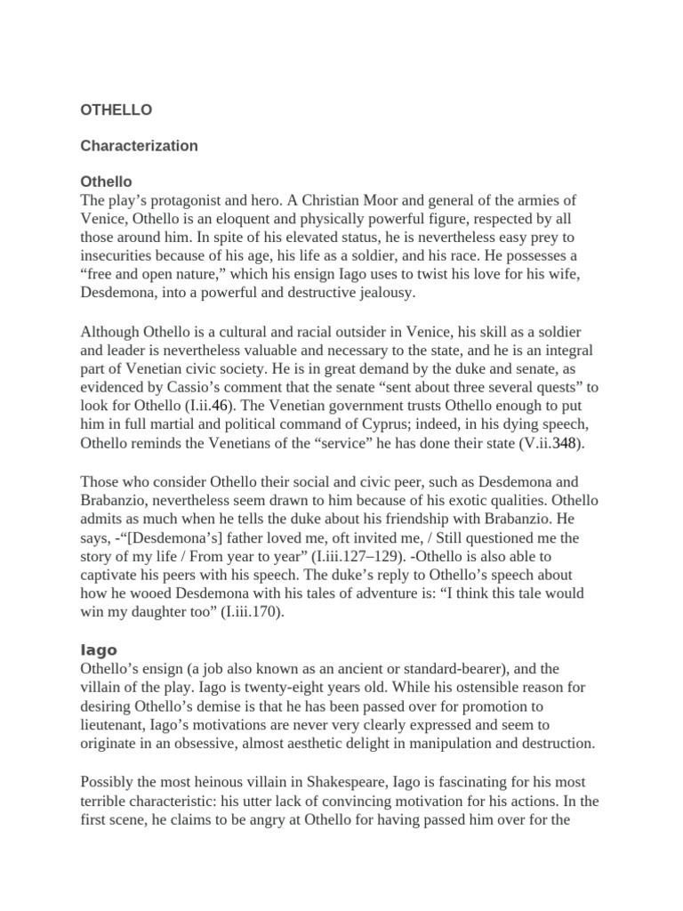 Othello Characterization Othello | PDF | Othello | Iago