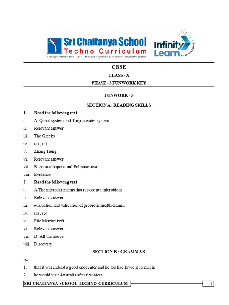 Class 10 English Revision Answers 2025 | PDF