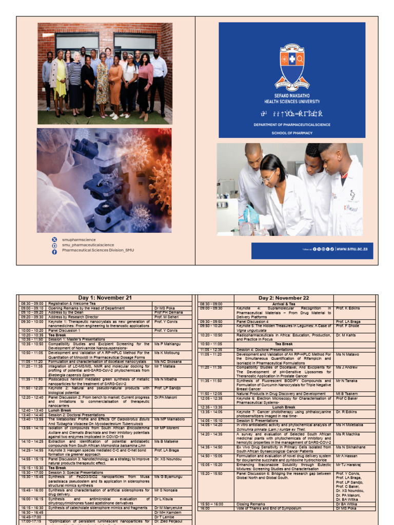 Pharmaceutical Science Symposium Agenda | PDF | Health Sciences ...