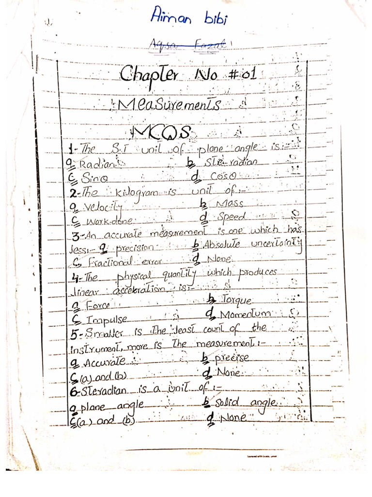 Class 11 Physics Chapter 1 Notes | PDF