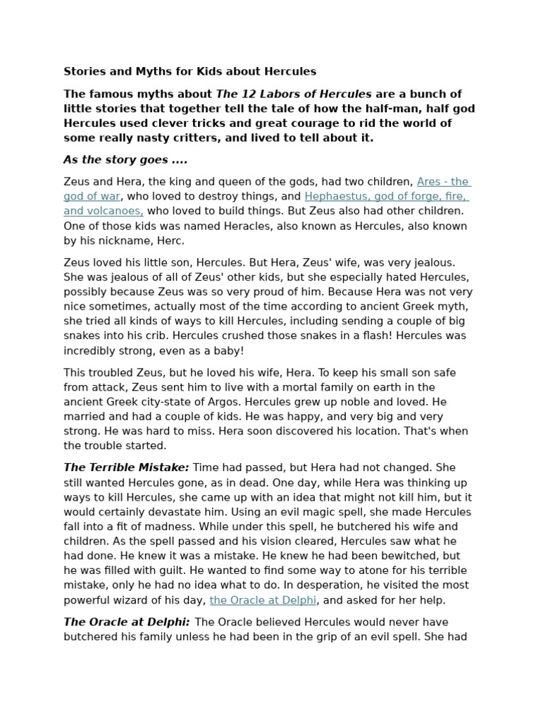 Hercules Tales for Young Readers | PDF | Argonauts | Greek Mythology