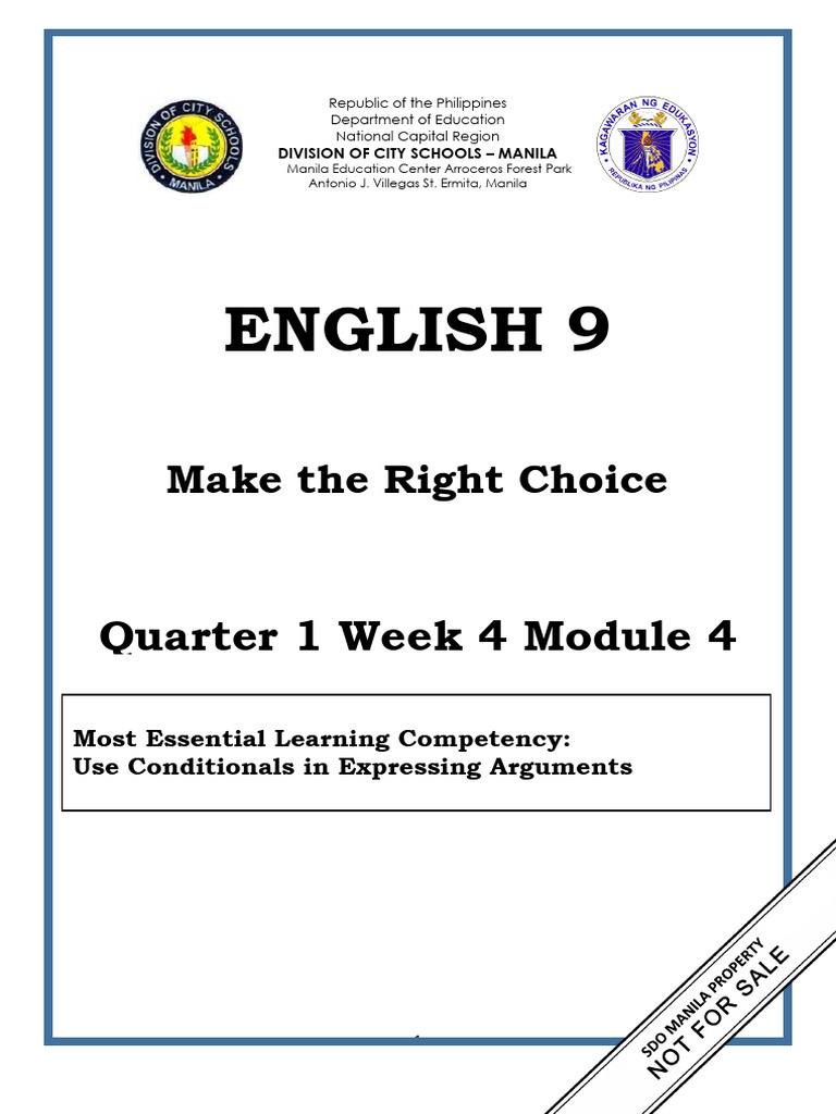 ENGLISH 9 - Q1 - W4 - Mod4 - Using Conditionals in Expressing Arguments 2 | PDF | Essays ...