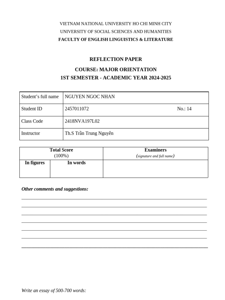 MAJOR ORIENTATION Reflection | PDF | Human Communication | Cognition