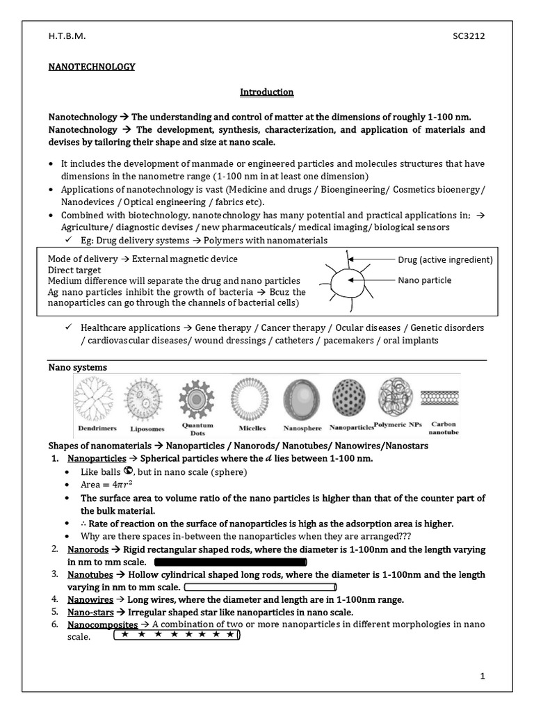 Notes - Nanotechnology | PDF | Transmission Electron Microscopy ...