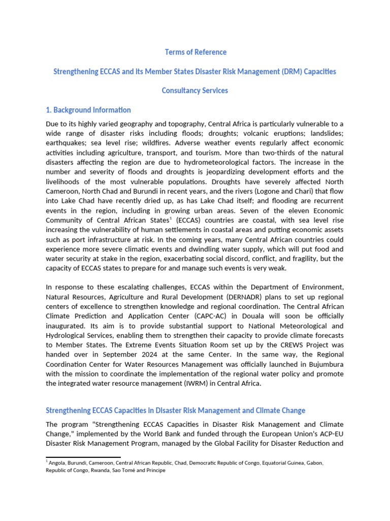 ECCAS Disaster Risk Management 2026 | PDF | Disaster Risk Reduction ...