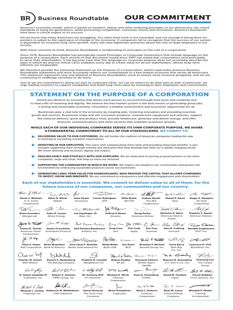 Session 4 Business Roundtable New Statement | PDF | Employment | Innovation