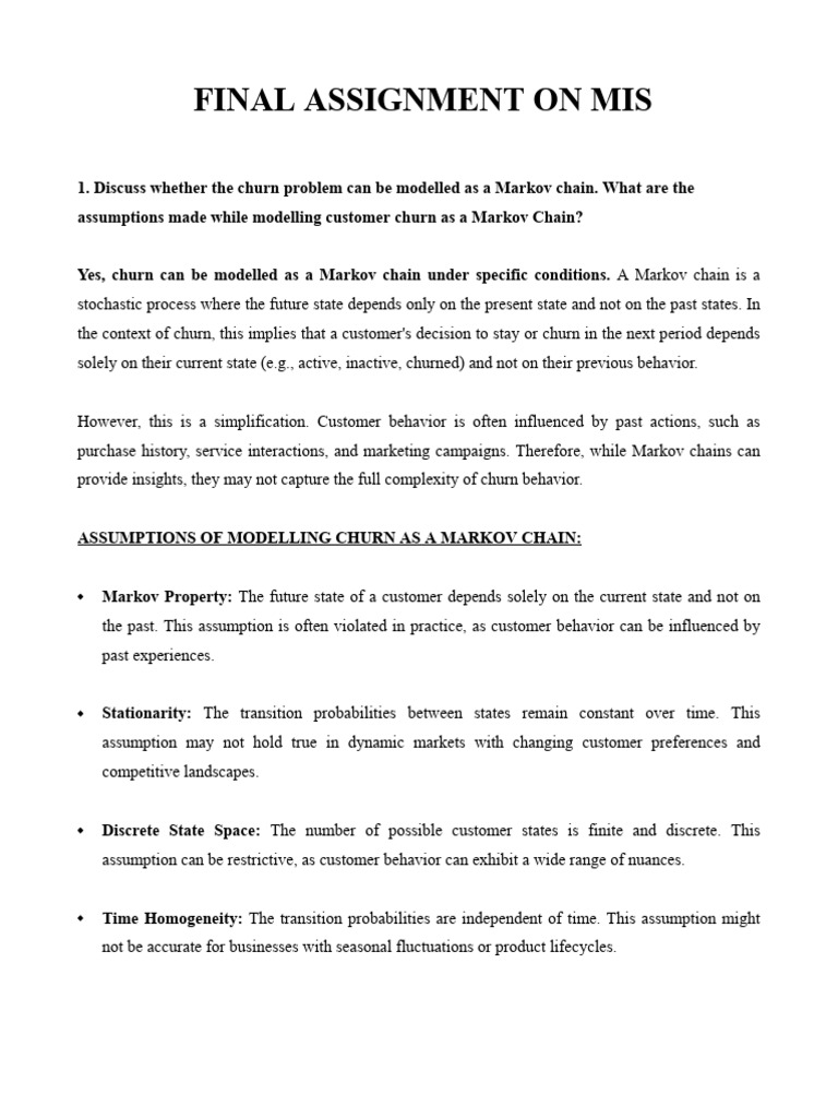Final Assignment On Mis | PDF | Markov Chain | Consumer Behaviour