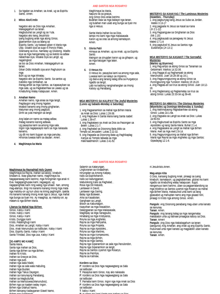 GUIDE Rosaryo Bisaya | PDF