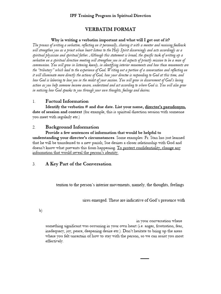 Verbatim Instructions SDTP | PDF | God | Thought