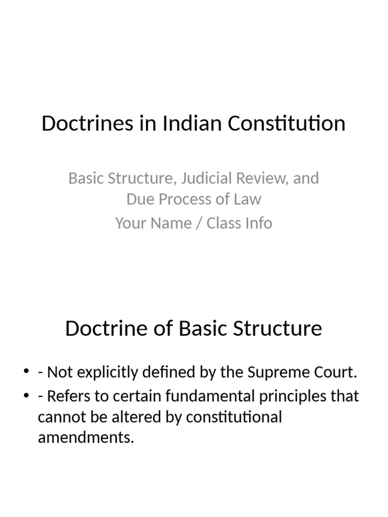 Doctrines in Indian Constitution | PDF | Judicial Review | Due Process