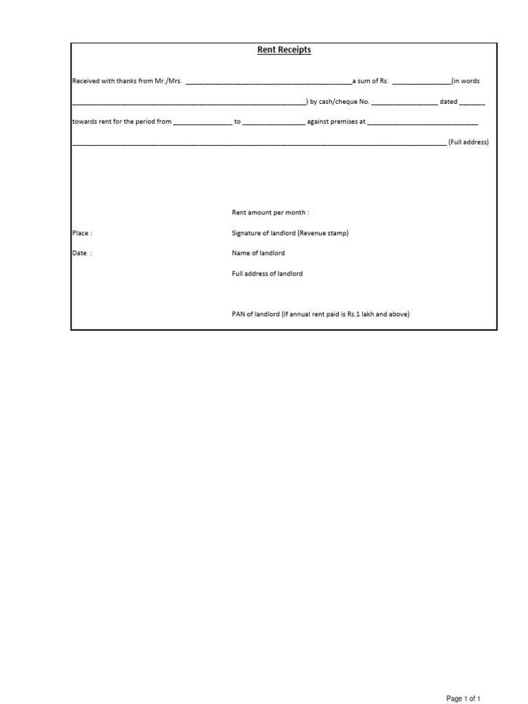 Rent Receipt Format | PDF