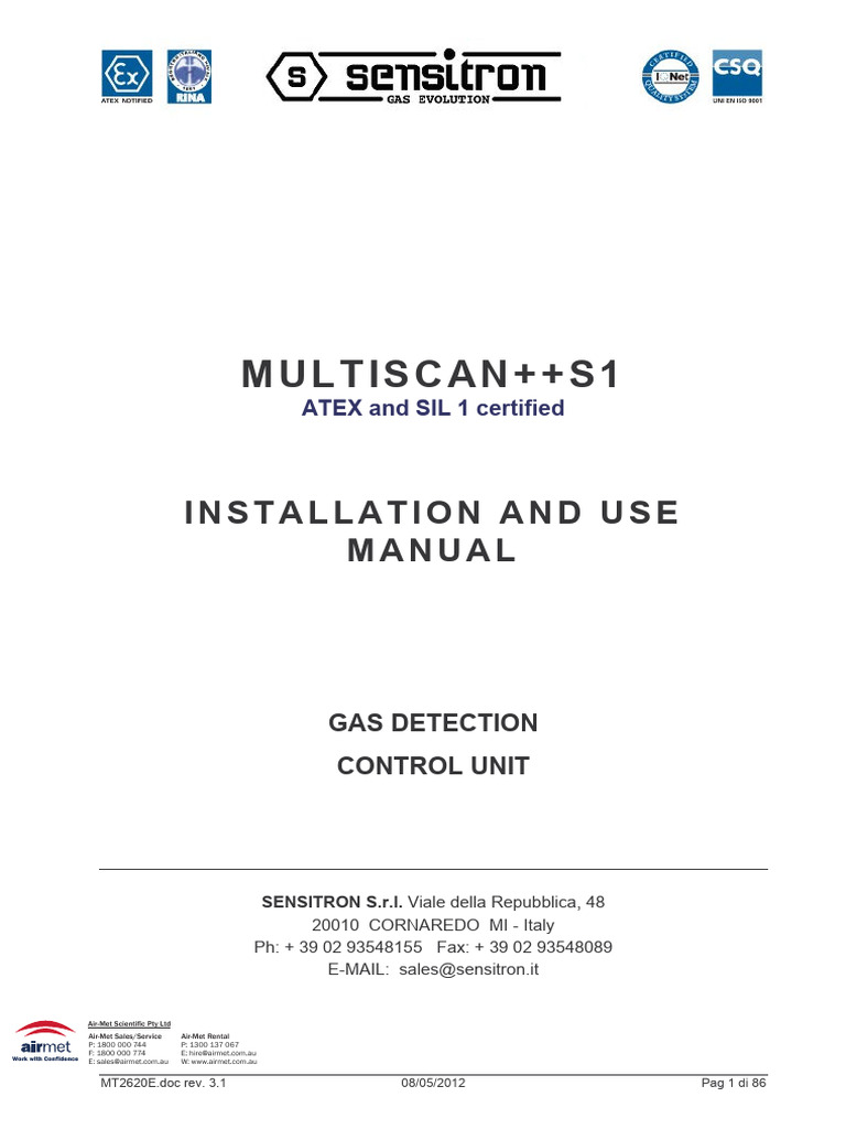 187-Kil - Sensitron MULTISCAN++S1 Manual | PDF