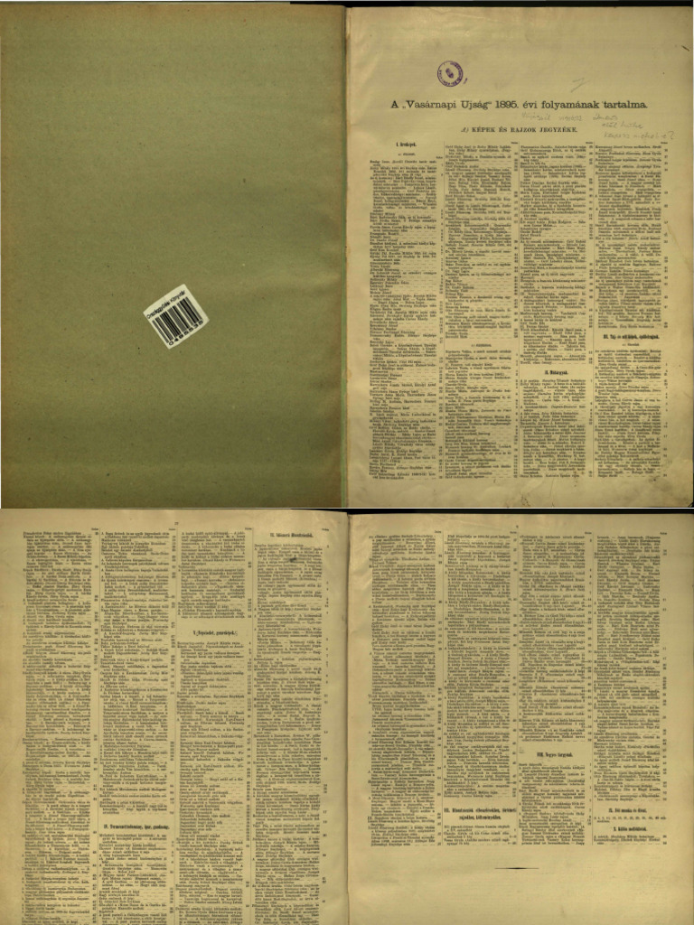 A Vasárnapi Újság" 1895. Évi Folyamának Tartalma.: A) Képek És Rajzok ...