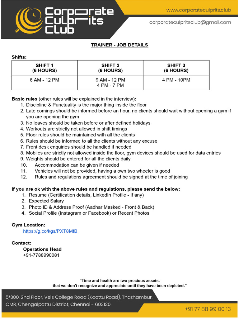 CCC - Trainer - Job Description | PDF