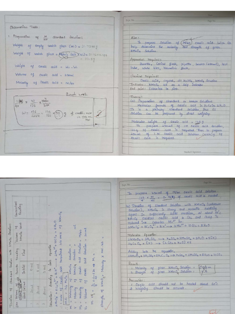 Expt-5 Volumetric Analysis KMnO4 vs. Oxalic Acid | PDF