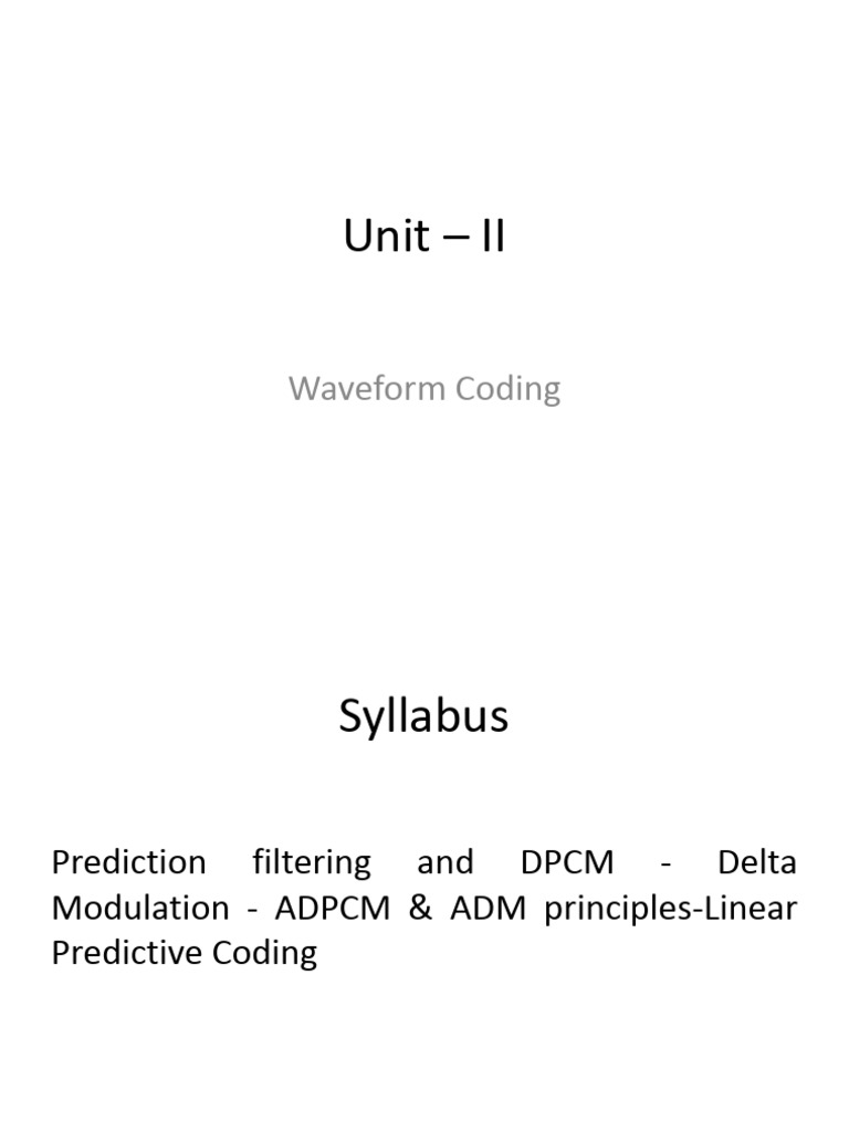 EC18501 - Unit II - DM - ADM - DPCM - LPC | PDF | Sampling (Signal Processing) | Computer ...