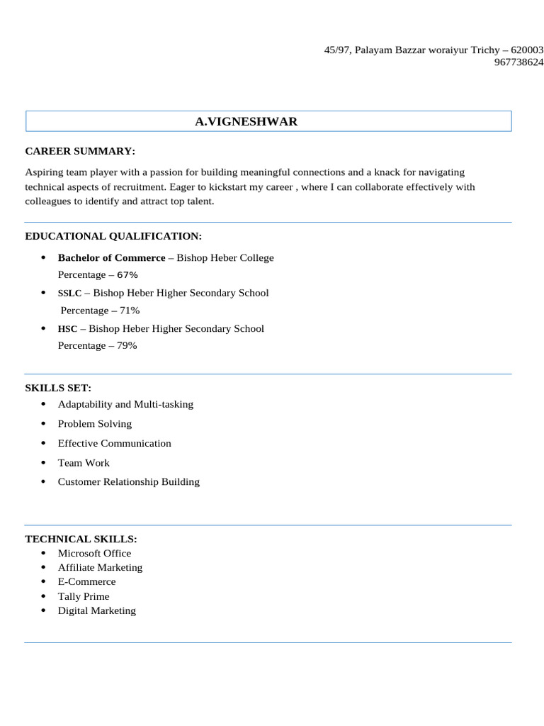 Vigneshwar Resume | PDF
