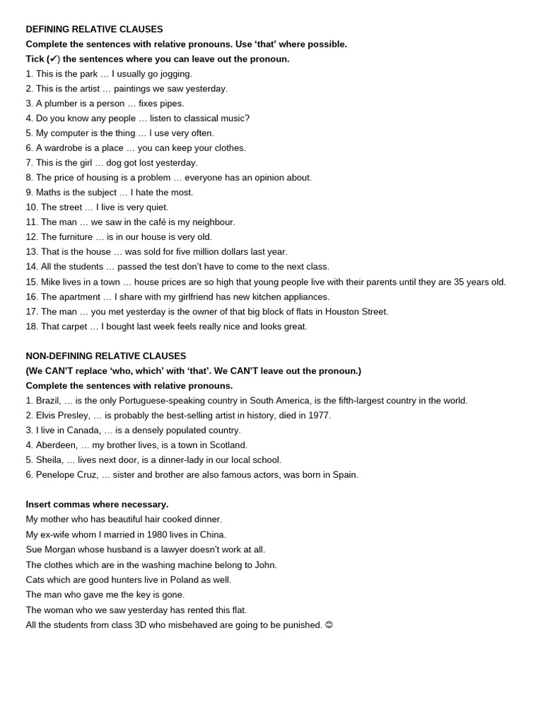 Relative Clauses With Key | PDF
