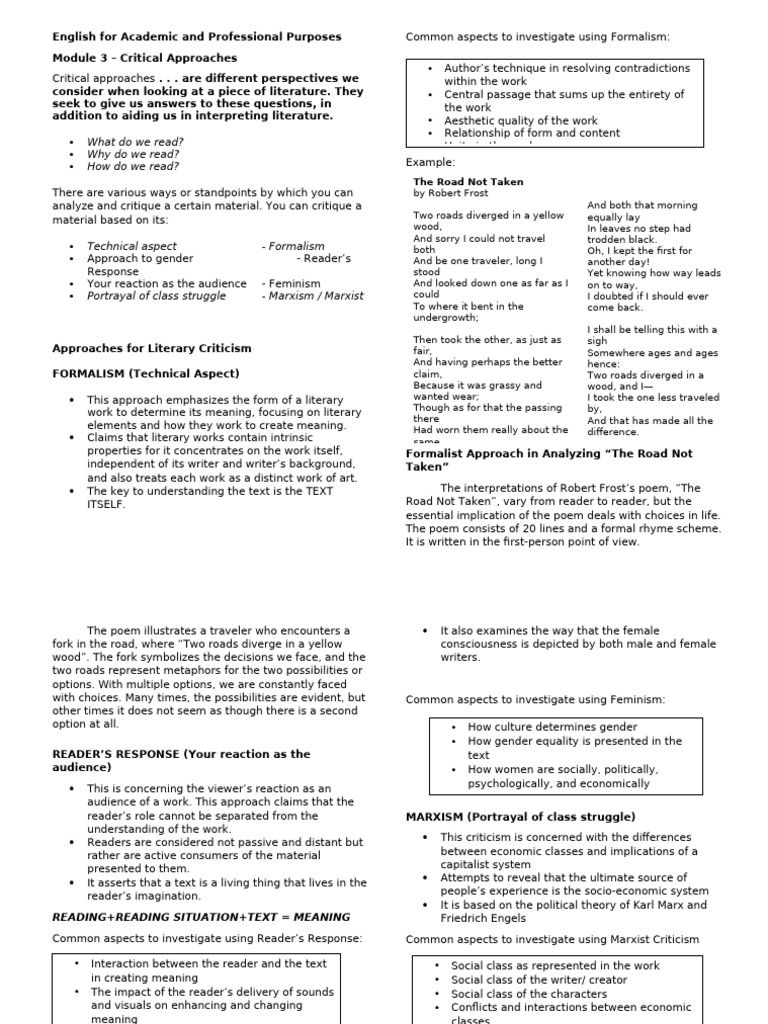 EAPP Notes - Critical Approaches | PDF | Marxism | Patriarchy