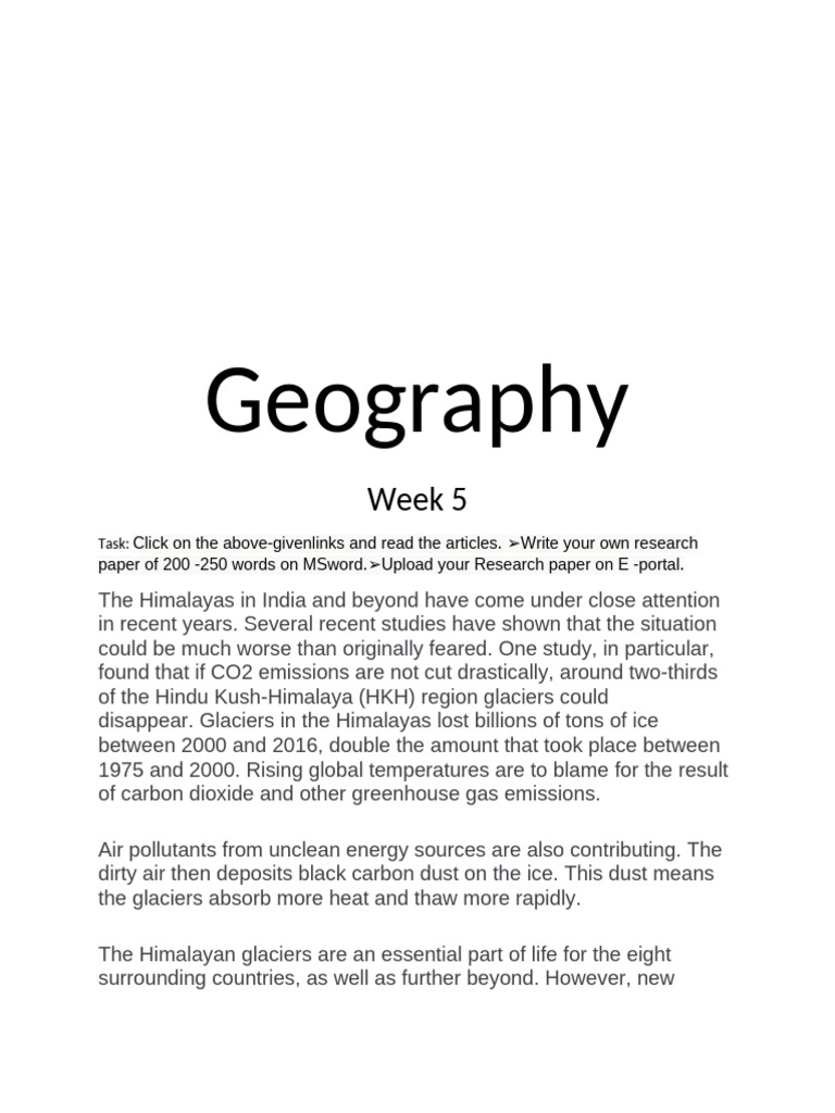 Geography Week 5 Home Work | PDF