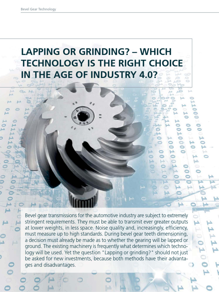 Bevel Gear Technology Lapping or Grinding | PDF | Gear | Feedback
