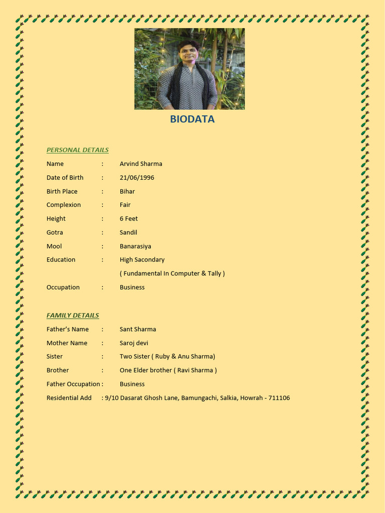 Arvind Biodata | PDF