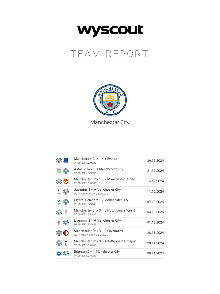 Manchester City 2024 Team Report | PDF | Premier League | Association ...