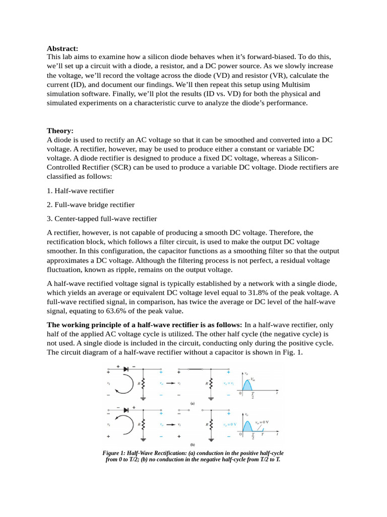 Electronic Device Lab Report 2 | PDF | Rectifier | Diode