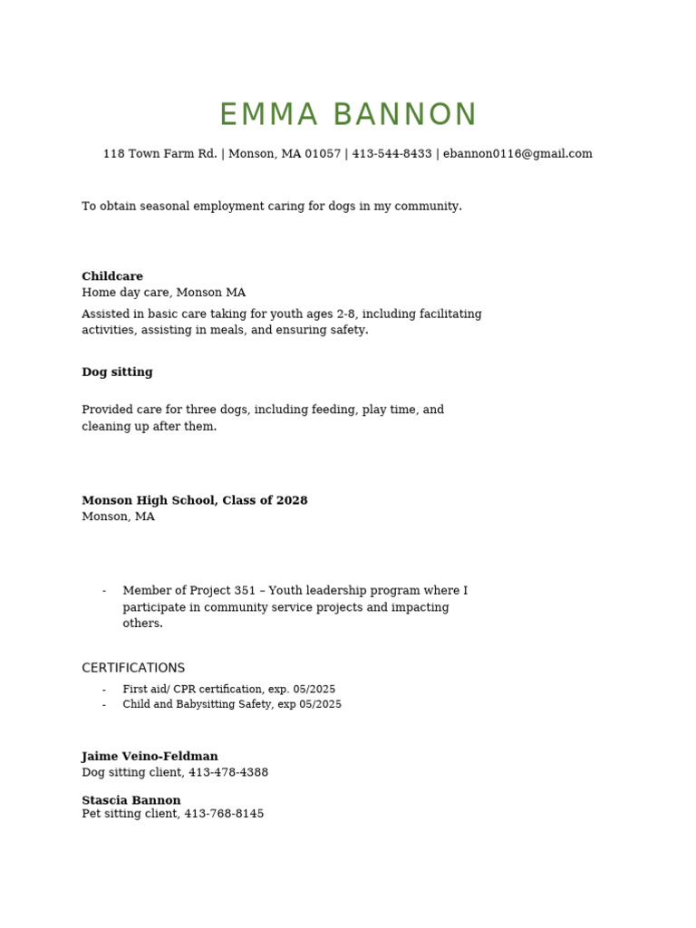 Emma Bannon Resume | PDF