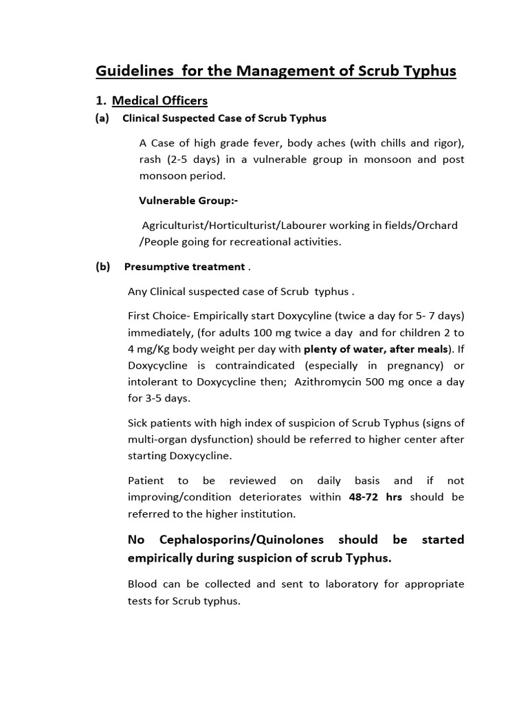 Scrub Typhus Management Guidelines | PDF