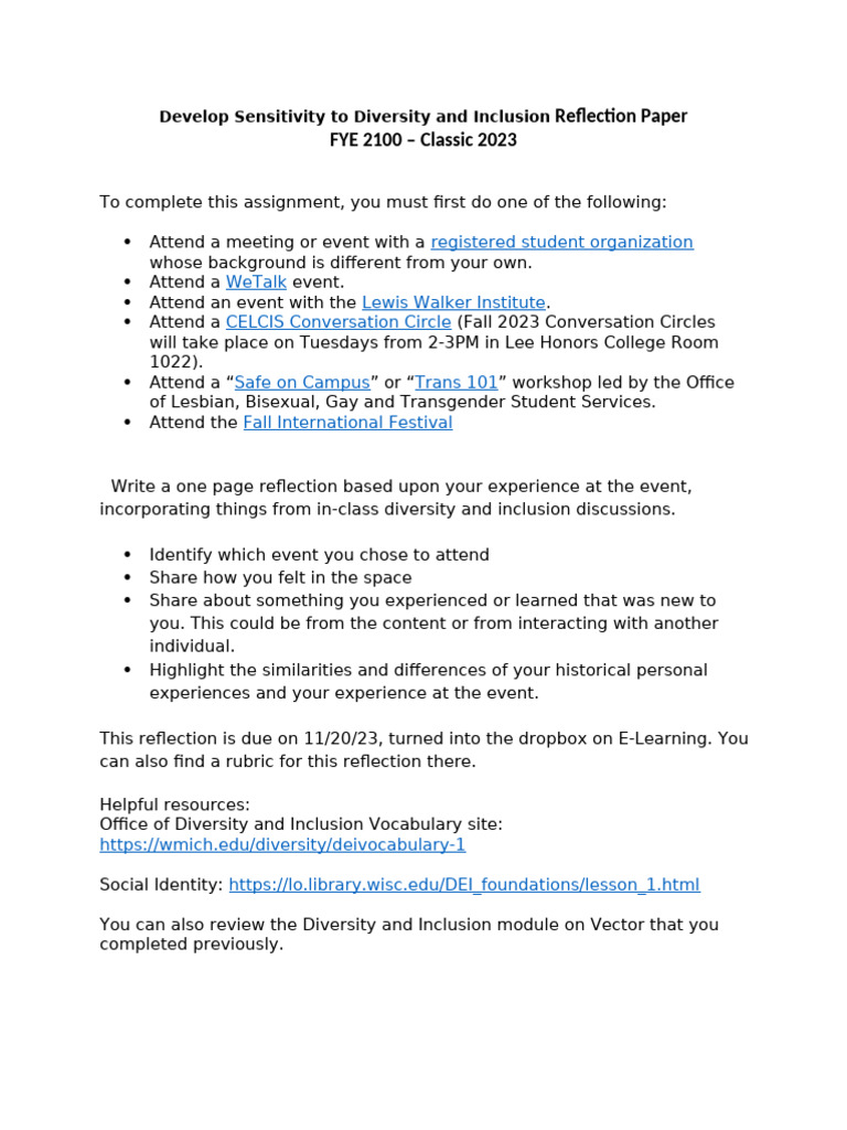 Developing Sensitivity To Diversity and Inclusion Paper | PDF