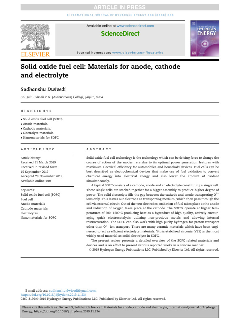 SOFC Materials Overview | PDF | Solid Oxide Fuel Cell | Fuel Cell
