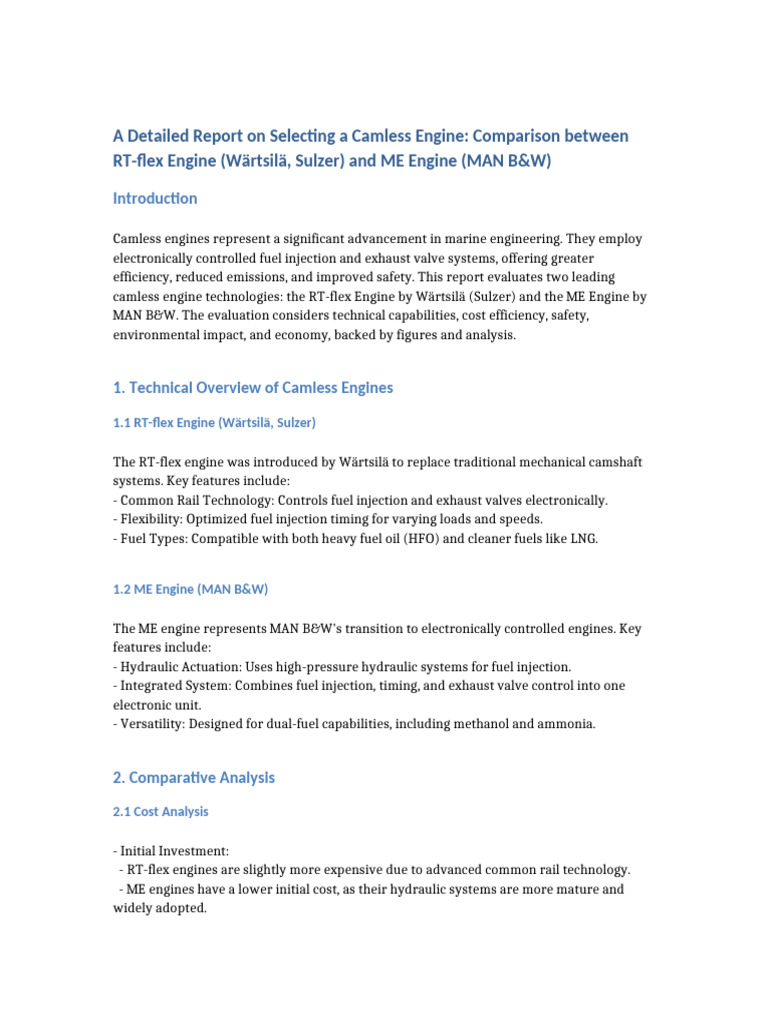Camless Engine Comparison Report | PDF | Engines | Engineering