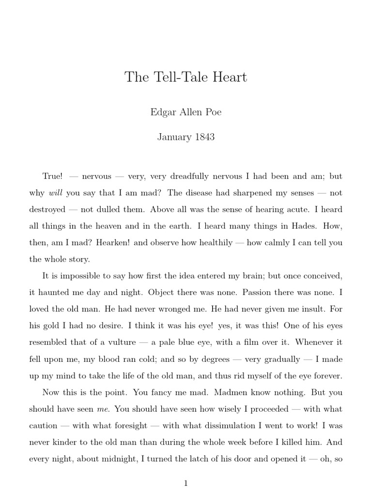 The Tell-Tale Heart - Edgar Allan Poe | PDF